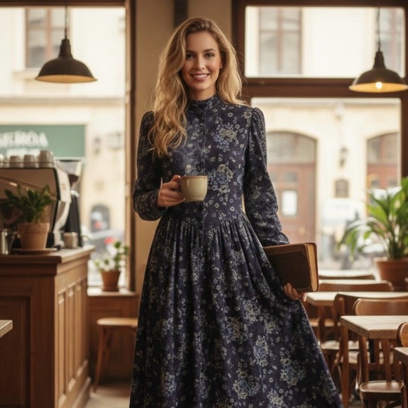 Laura Ashley | Dresses | Vintage Laura Ashley Floral Dress Size ...